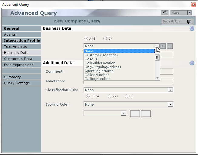 Advanced Query - Create your own search criteria