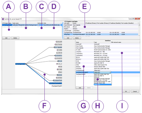 The Switches for server based CTI window