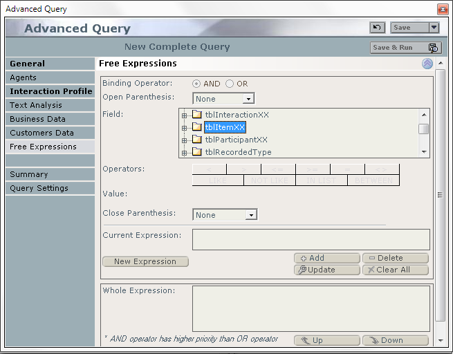 Advanced Query - Create your own search criteria