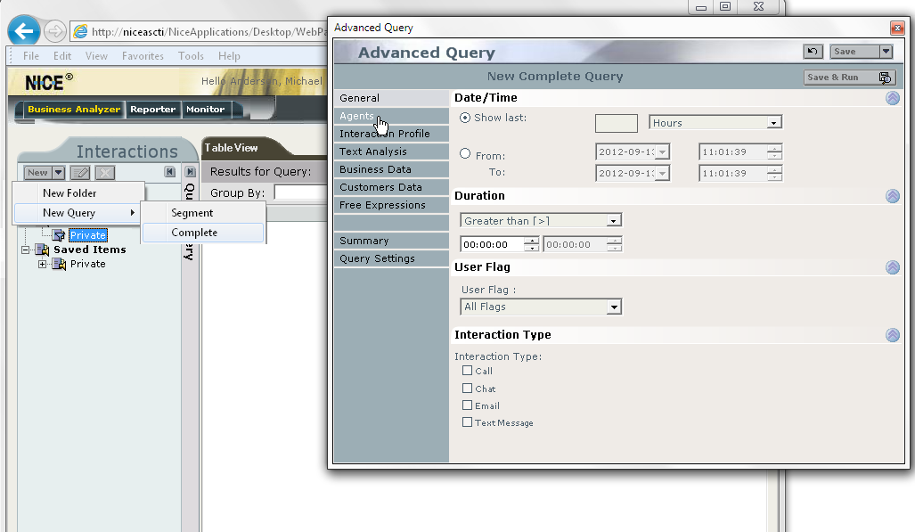 Advanced Query - Create your own search criteria