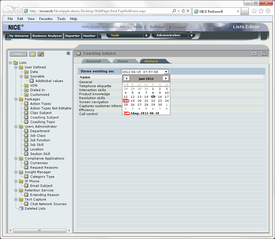 Tools menu in NICE Engage®