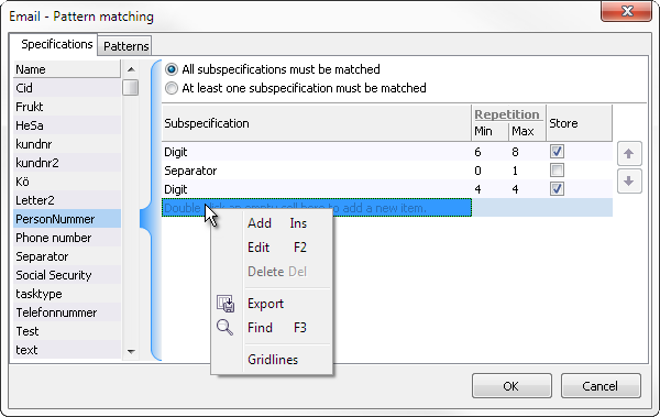 Email — Pattern matching
