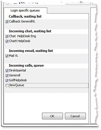 Login to specific queues